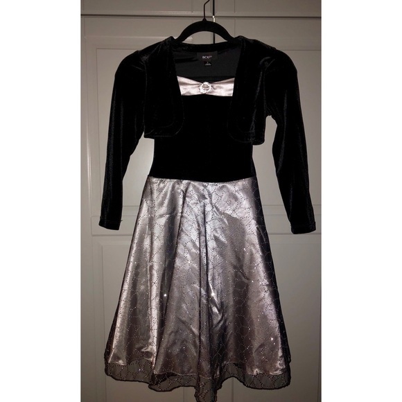 BCX | Dresses | Bcx Girl Silver Glitter Black Velvet Dress | Poshmark